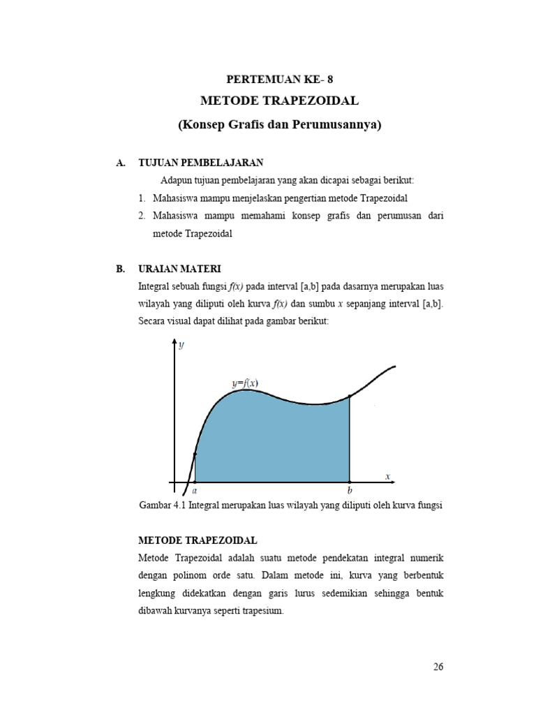 PERTEMUAN KE-08 METODE TRAPEZOIDAL_Konsep Grafis dan Perumusannya | PDF