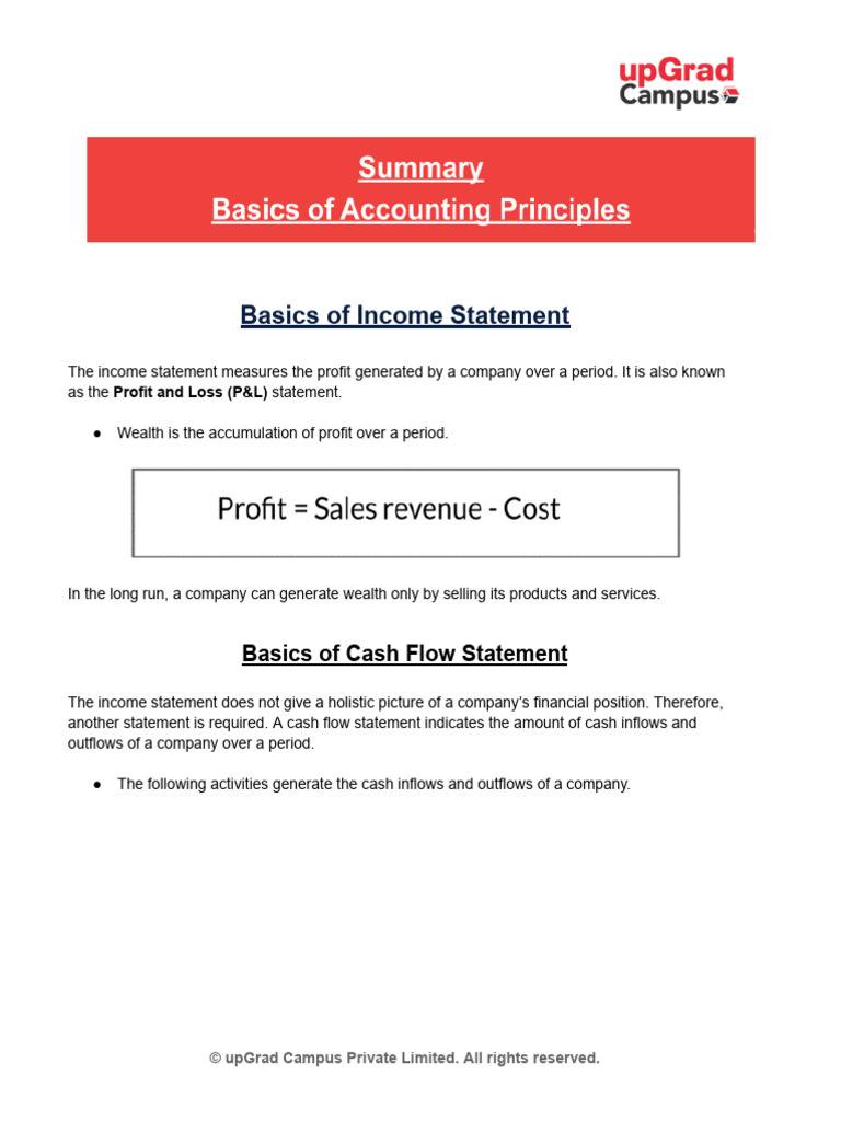 Summary Basics+ofAccountingPrinciples | PDF | Income Statement ...