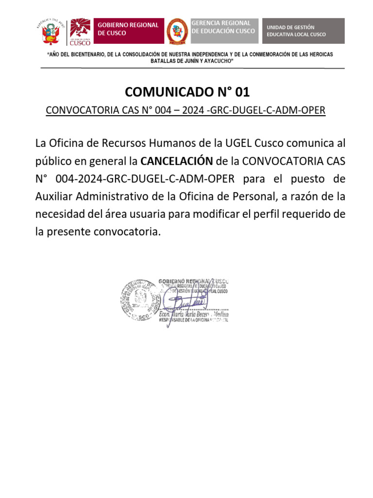 Comunicado 1 Cas 4 2024 | PDF