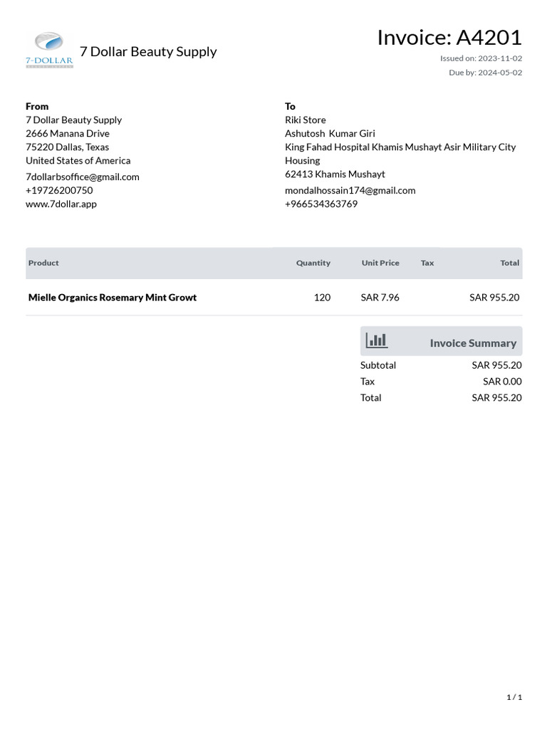 Invoice - A4201 | PDF