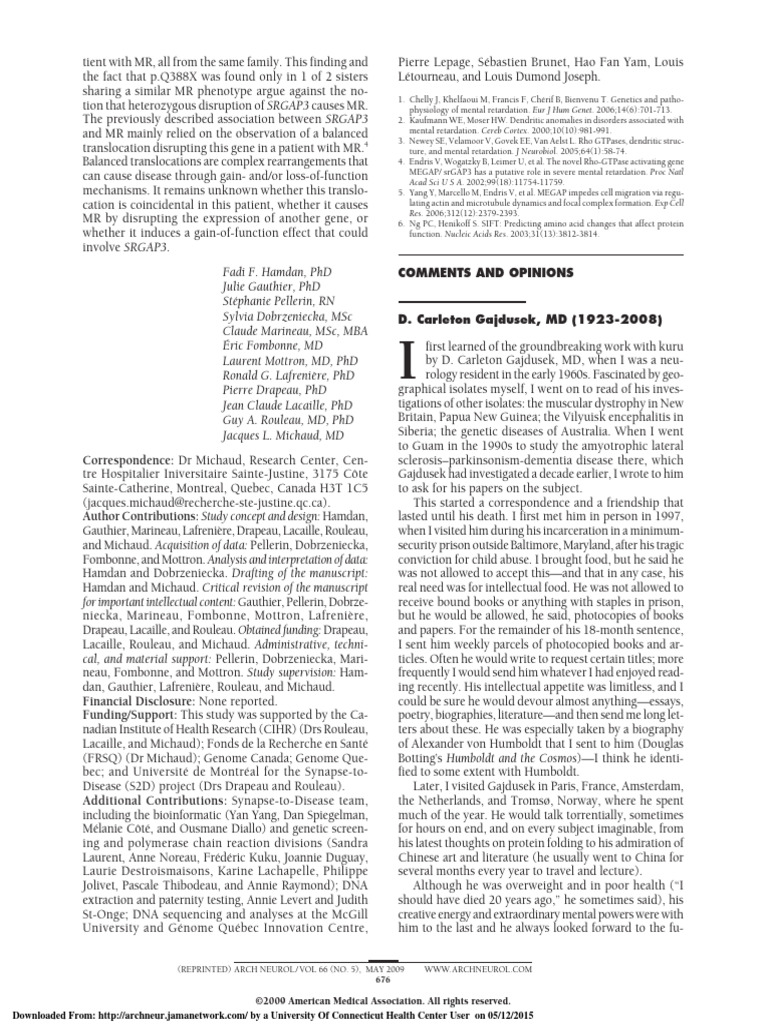 Sacks, Oliver - D. Carleton Gajdusek, MD (1923-2008) (2009) | PDF | Biology