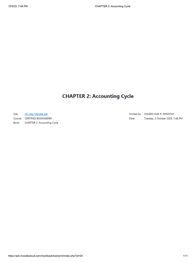 CHAPTER 2 - Accounting Cycle | PDF | Debits And Credits | Bookkeeping