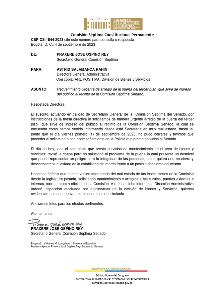 Csp-cs-1844-2023 Requerimiento Dga - by S-Mantenimiento Puerta de Ingreso A Recinto | PDF | Gobierno
