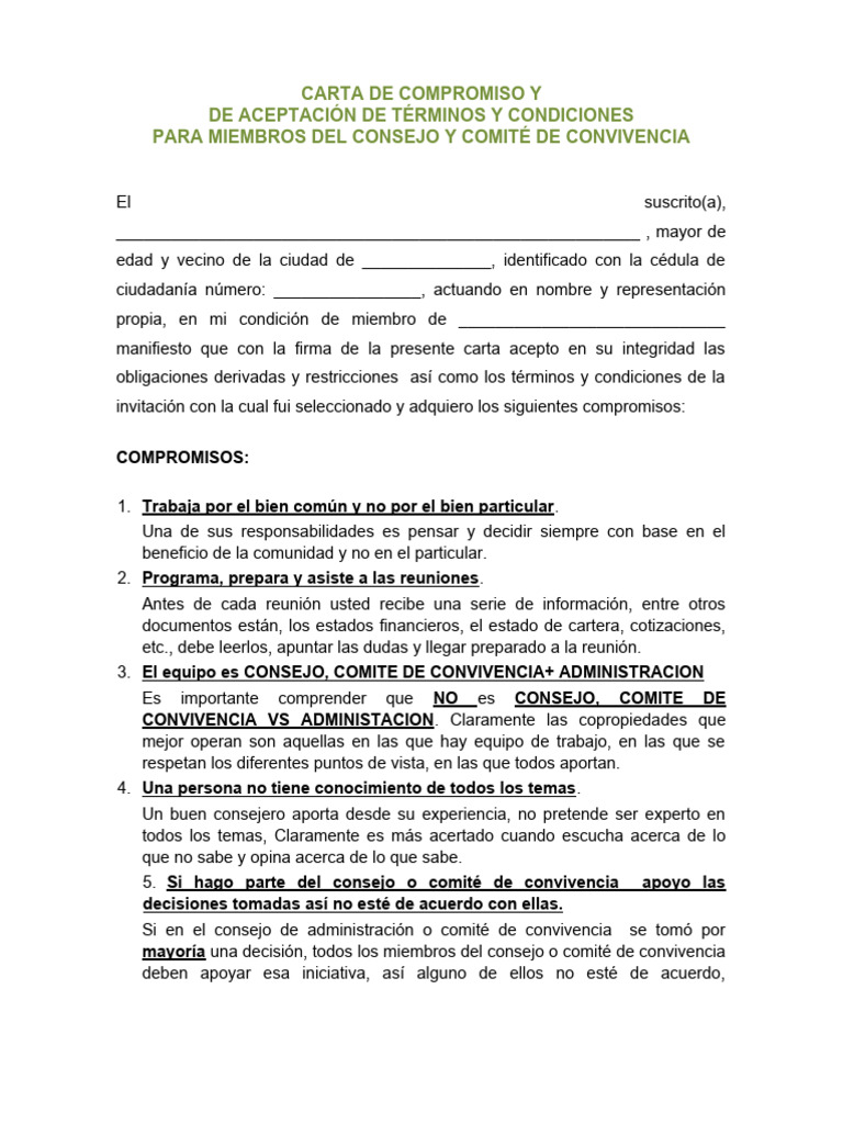 Carta de compromiso | PDF