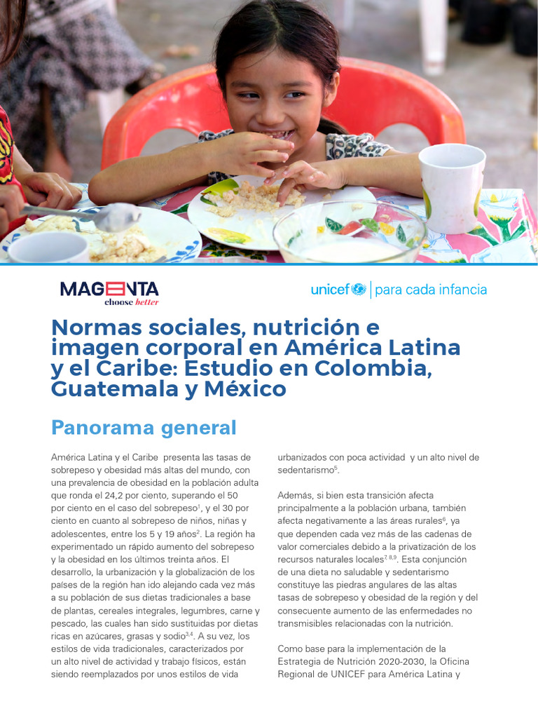 Normas Sociales, Nutrici - N e Imagen Corporal en America Latina y El Caribe, Estudio de ...