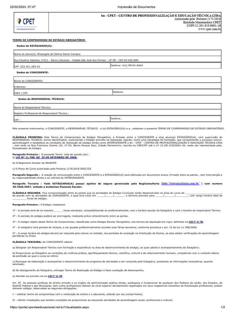 Impressão de Documentos | PDF | Estágio | Procura de Emprego