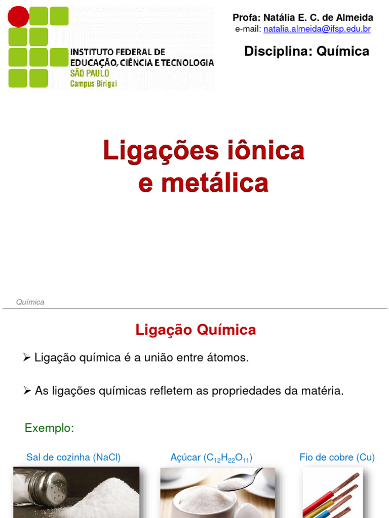 Tipos de Ligações Químicas: Iônica e Metálica | PDF | Ligação química ...