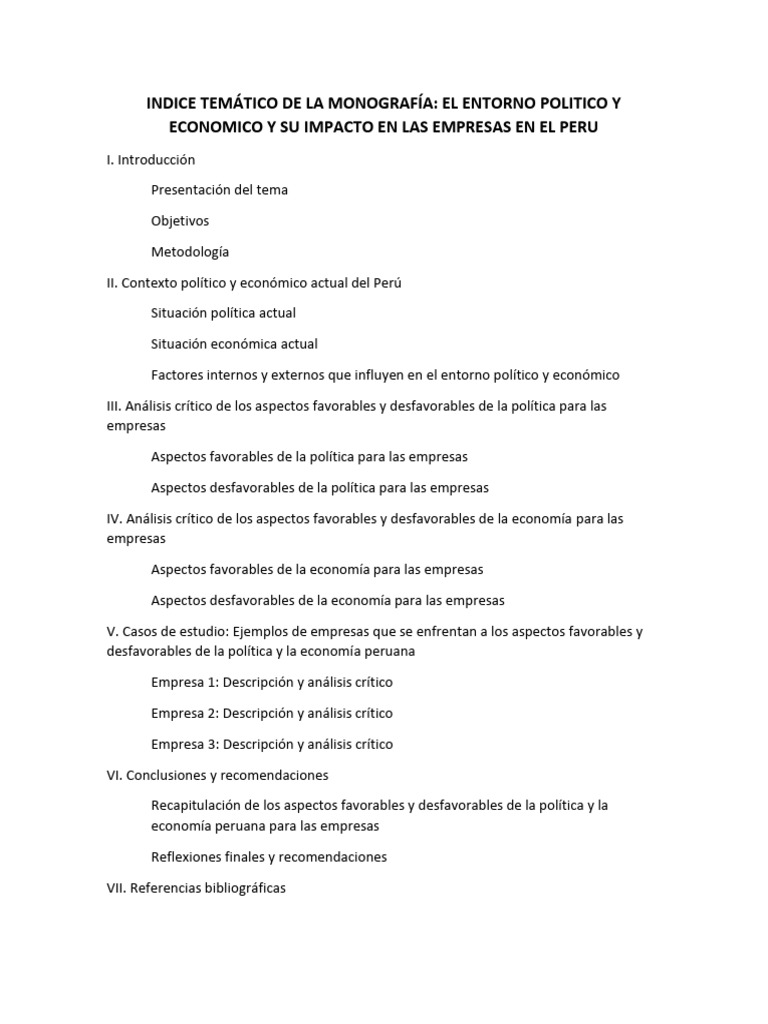 Indice Temático de La Monografía | PDF