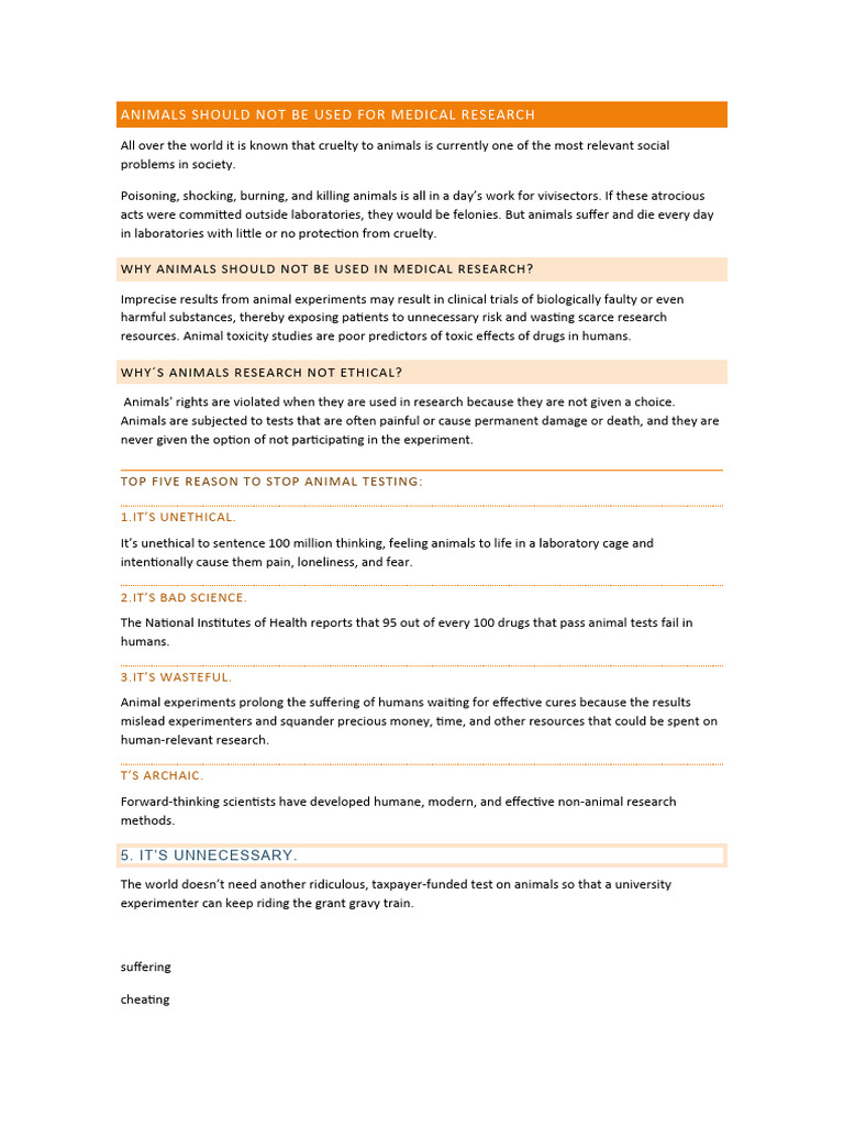 Ethical Arguments Against Animal Testing | PDF | Self-Improvement