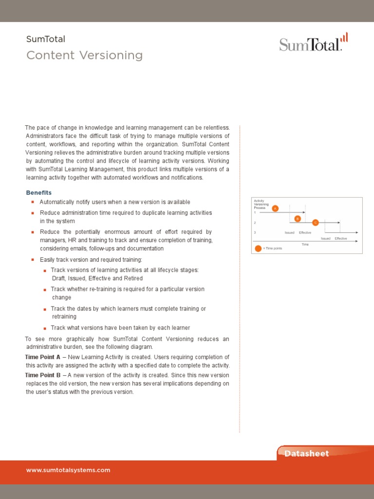 SumTotal Content-Versioning Datasheet | PDF | Business | Computing