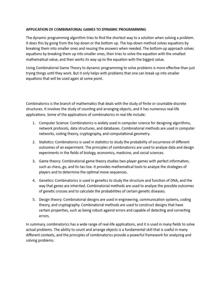 Combinatorial Games in Business | PDF | Combinatorics | Game Theory