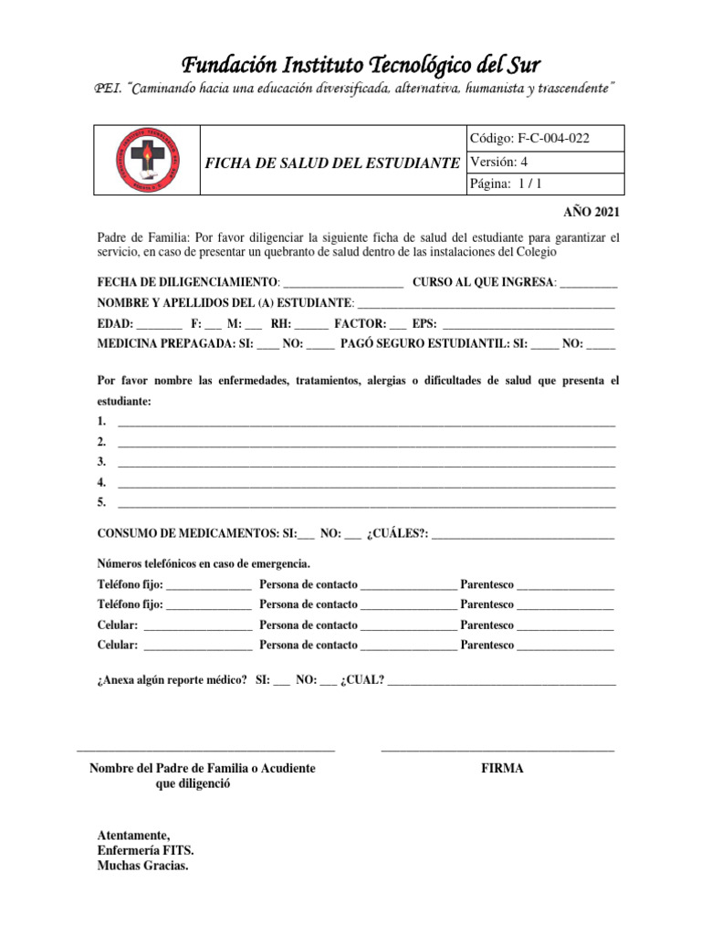 Ficha de salud 2021 | PDF | Programas sociales | Especialidades Medicas