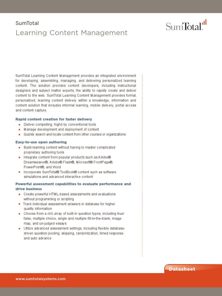 Sumtotal Learning Content Management | PDF | Computing | Software