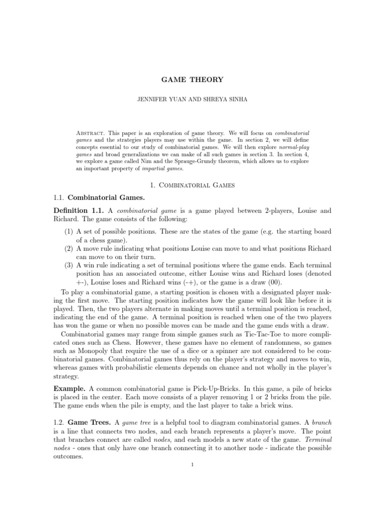 Combinatorial Game Theory Explained | PDF | Theorem | Mathematics