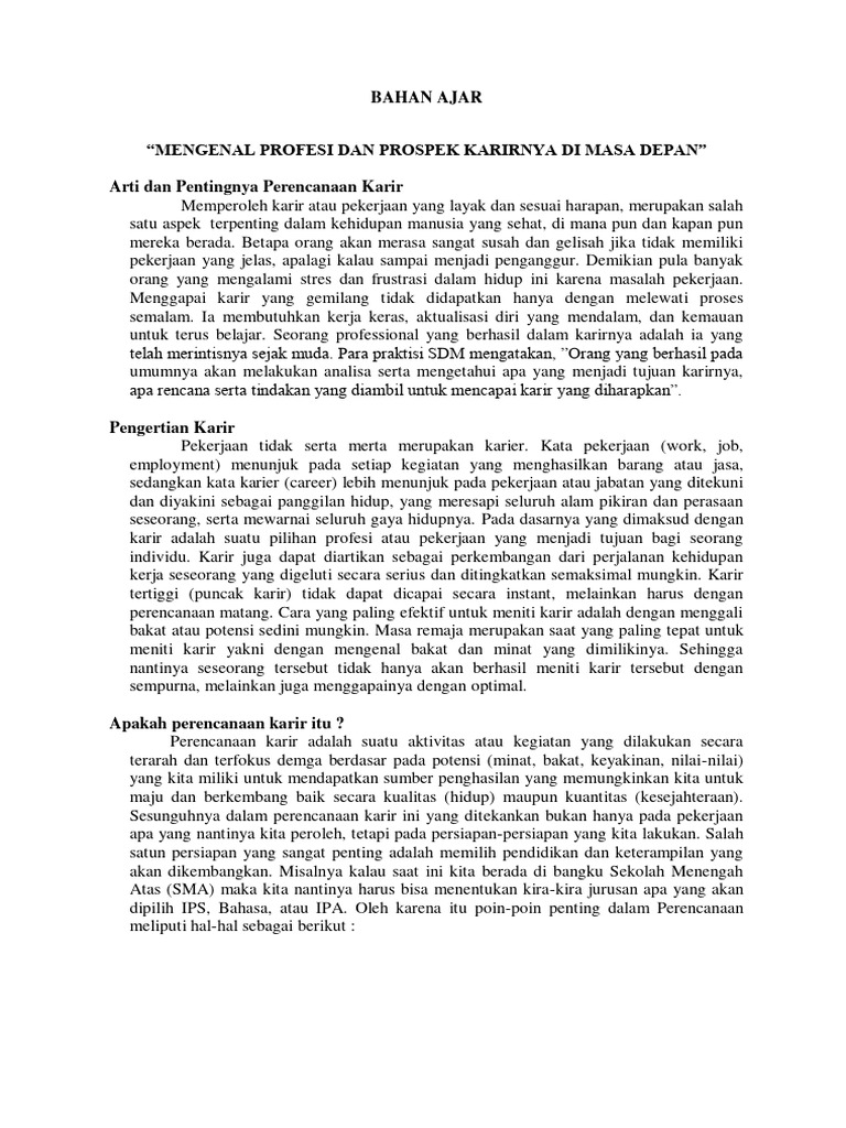 Mengenal Profesi Dan Prospek Karirnya Di Masa Depan | PDF