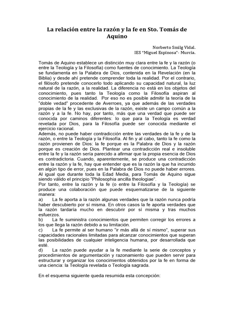 La Relacic3b3n Entre La Razc3b3n y La Fe | PDF | Razón | Fe