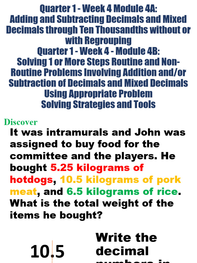 Addition and Subtraction of Decimals | PDF | Arithmetic