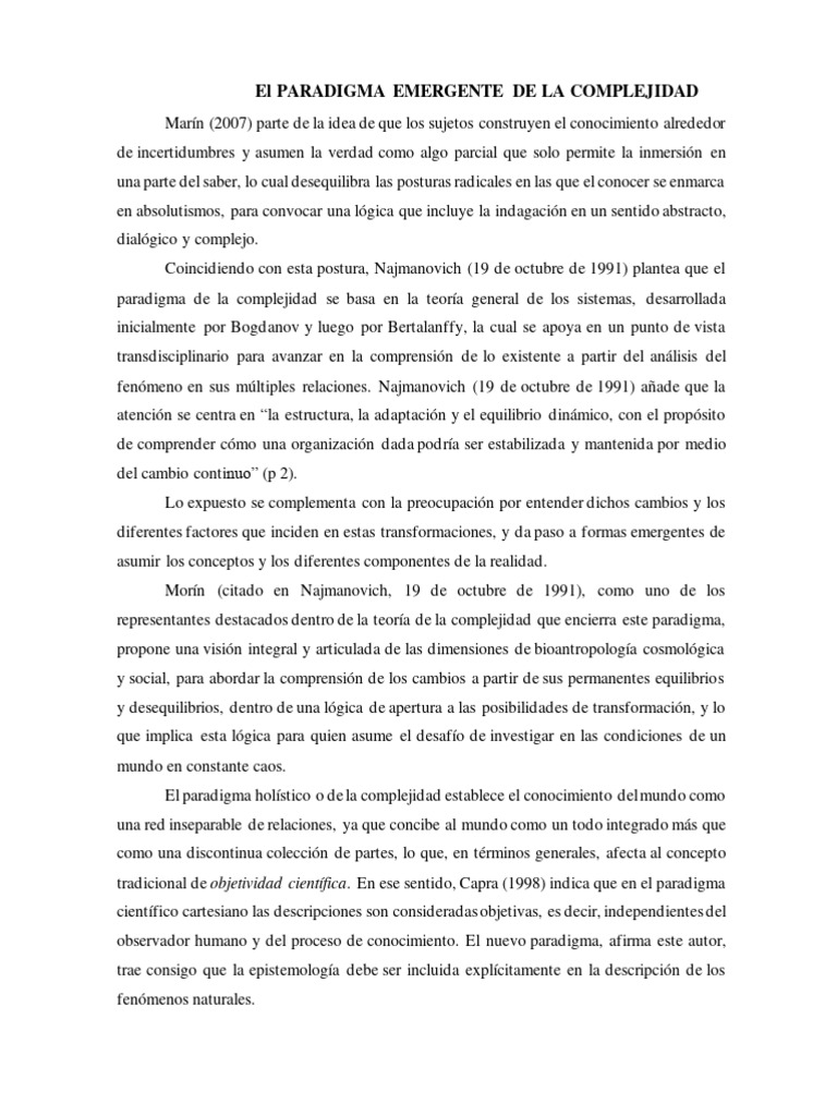 5 - Paradigma - Emergente de La Complejidad | PDF | Complejidad | Paradigma