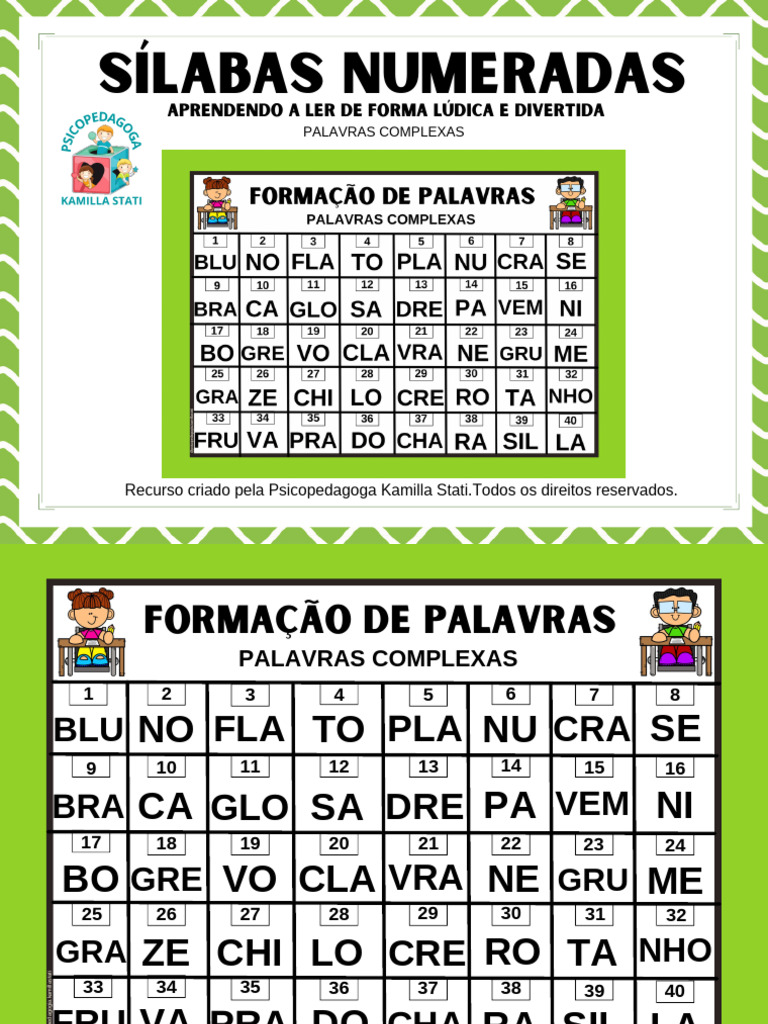 Silabas Numeradas Complexas SMPLCG | PDF