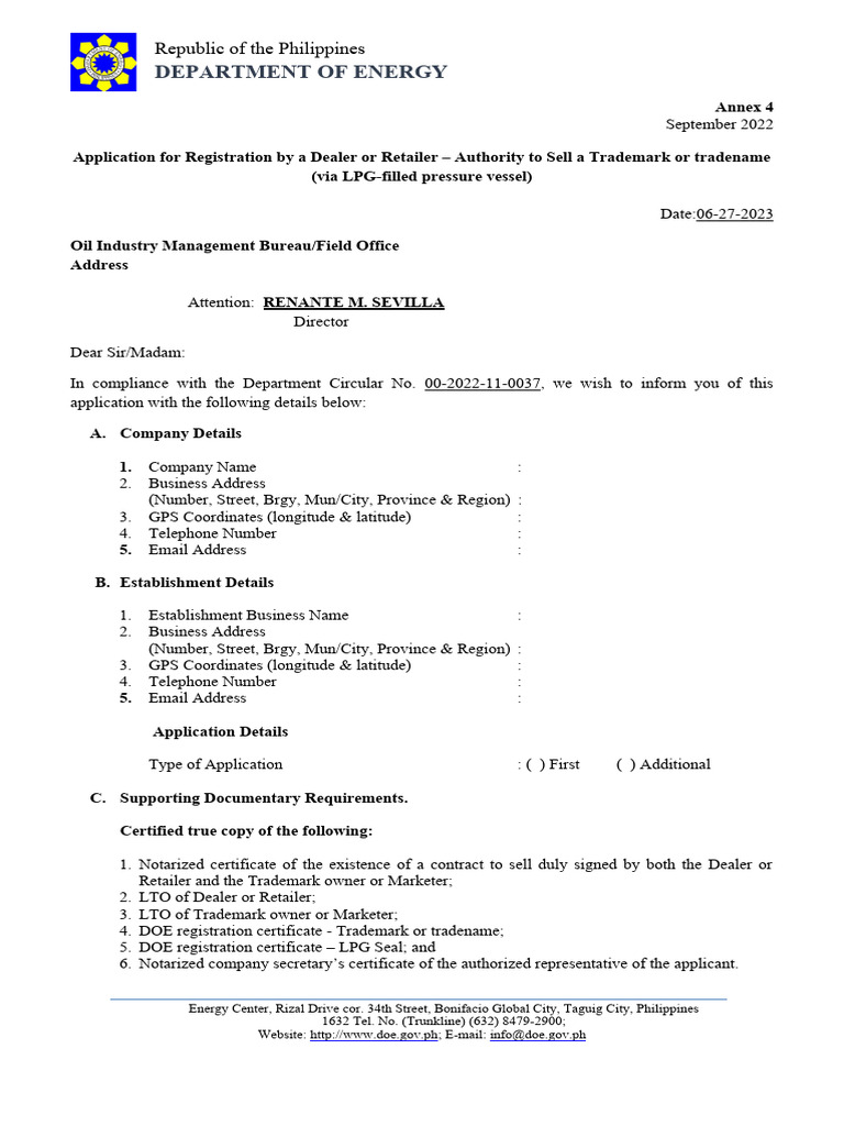 Annex 4 Blank | PDF | Law