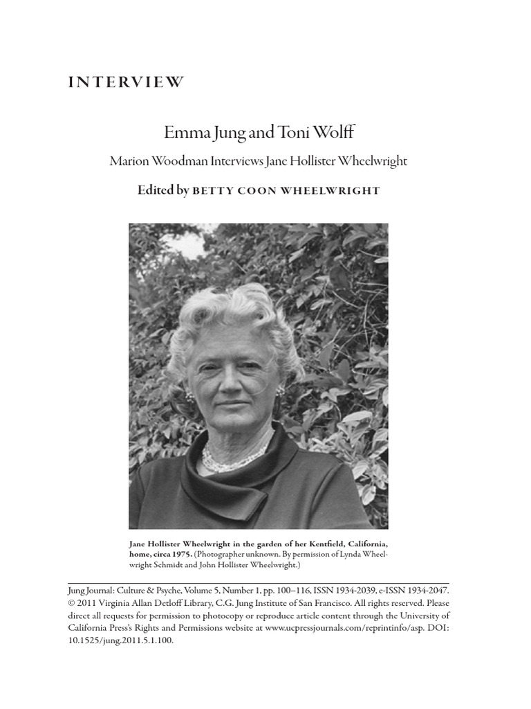 Emma Jung and Toni Wolff Interview Insights | PDF | Carl Jung ...