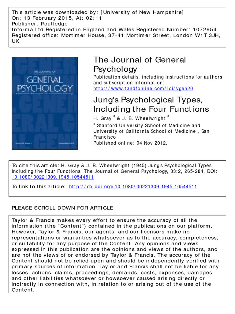Jung's Psychological Types - Gray and Wheelwright | PDF | Extraversion And Introversion ...