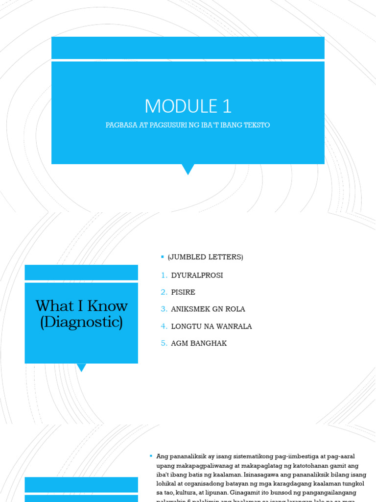 MODULE 1 PAGBASA Q4 | PDF