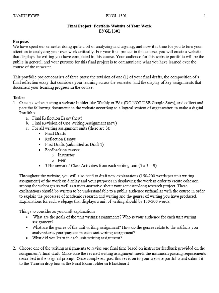 Engl 1301 Final Portfolio Prompt 2 | PDF | Essays | Genre