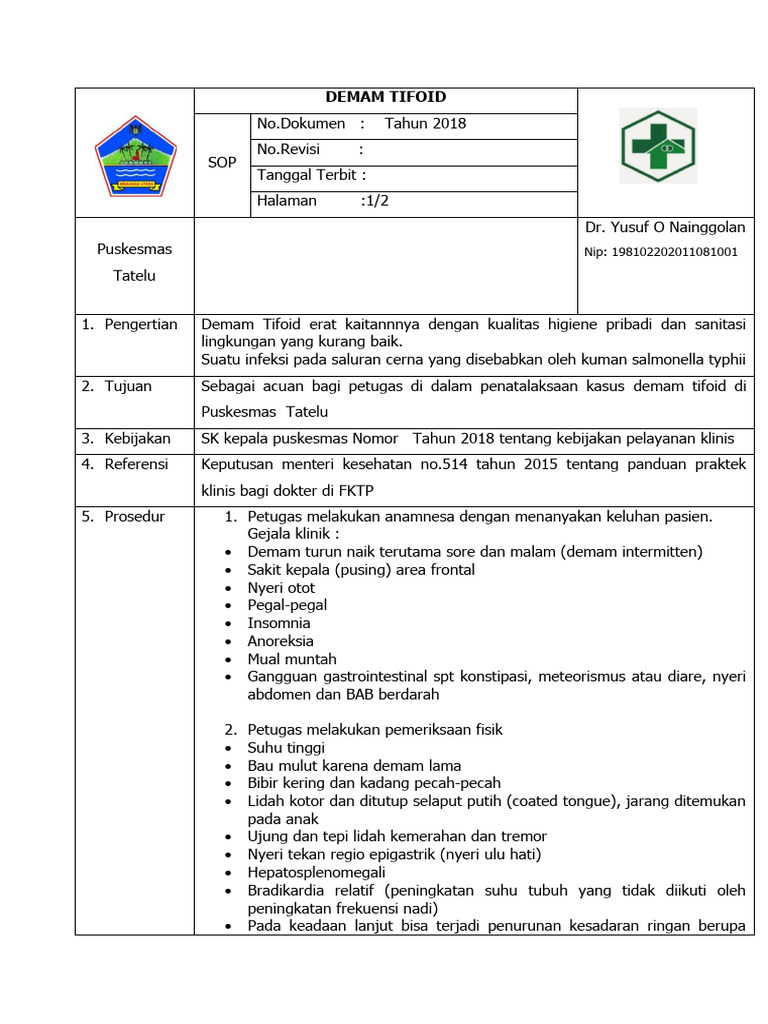 Sop Demam Tifoid Fix | PDF | Sains & Matematika