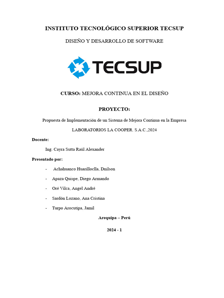 Instituto Tecnológico Superior Tecsup: Diseño Y Desarrollo de Software ...