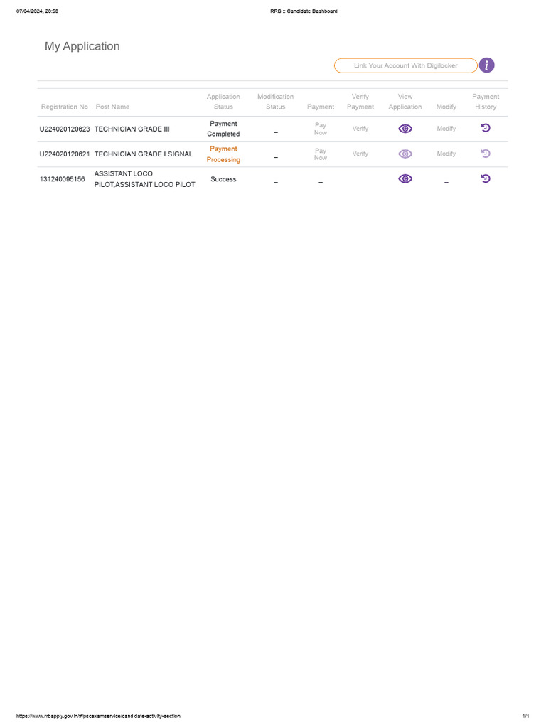 RRB - Candidate Dashboard | PDF