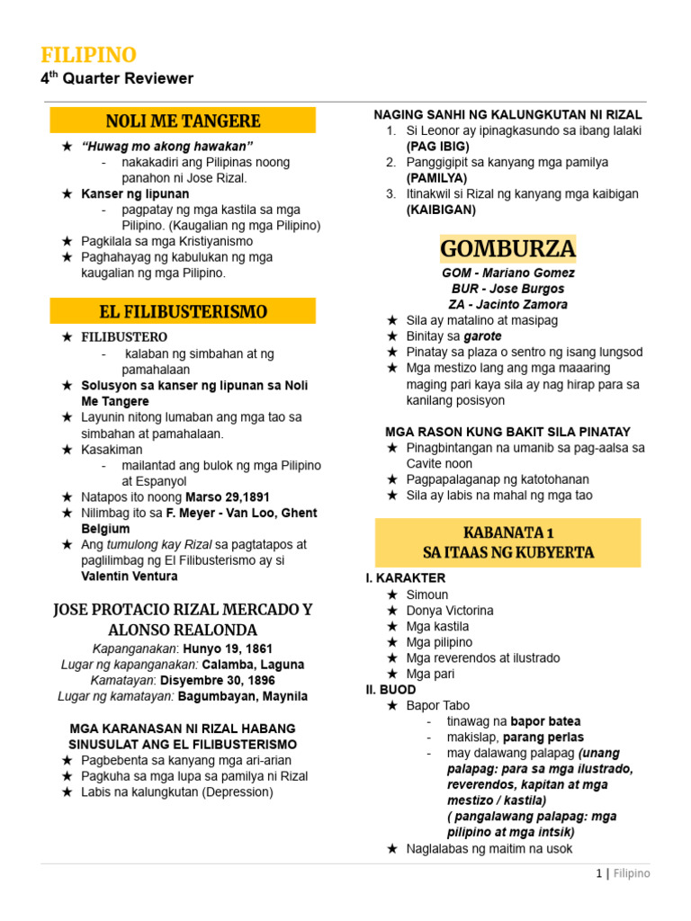Filipino Kabanata 1 20 | PDF