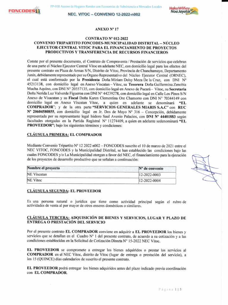 Contrato 12-2022-Vitoc Agua Segura | PDF | Arbitraje | Ley de obligaciones