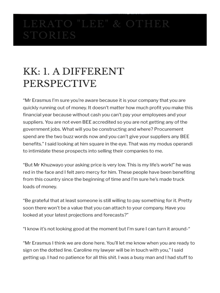 KK - 1. A Different Perspective - Lerato "Lee" & Other Stories | PDF