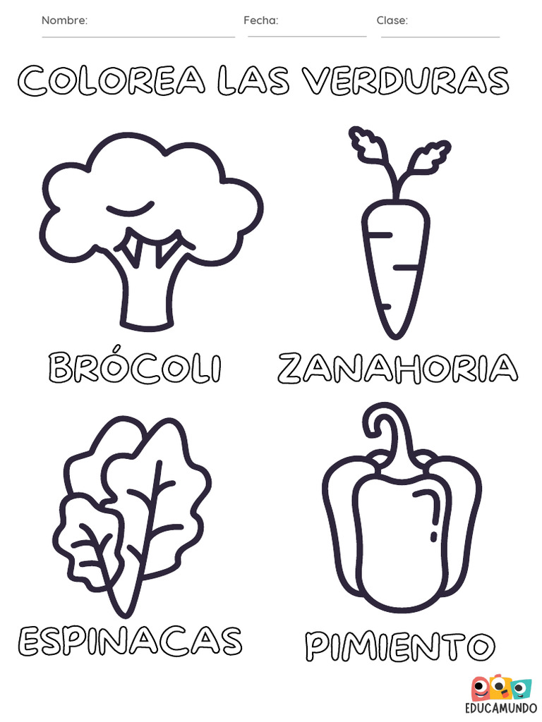 Preescolar Frutas Y Verduras Para Colorear Pdf