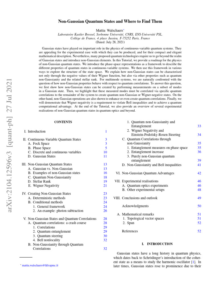 Non-Gaussian Quantum States and Where To Find Them | PDF | Quantum ... Non-Gaussian Quantum States and Where To Find Them | PDF | Quantum ...