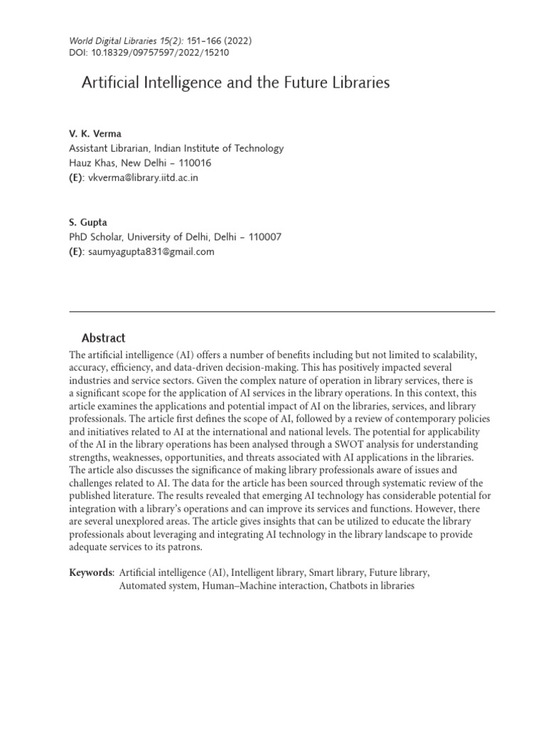 Artificial Intelligence and The Future Libraries | PDF | Artificial ...