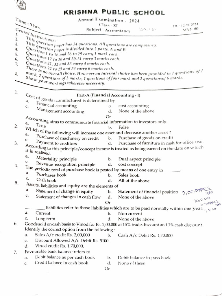 Account Question Paper | PDF