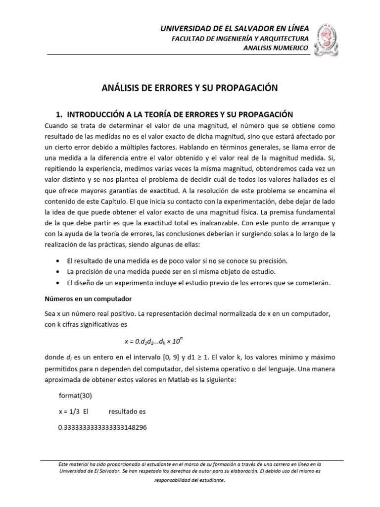 Clase 2 (1-2) Introduccion A Teoria de Errores | PDF | Análisis numérico | Número Real