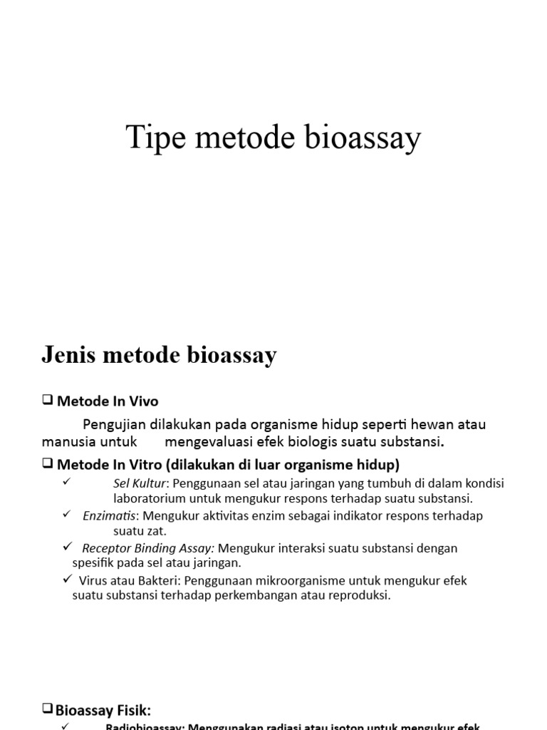 Metode Bioassay: In Vivo dan In Vitro | PDF