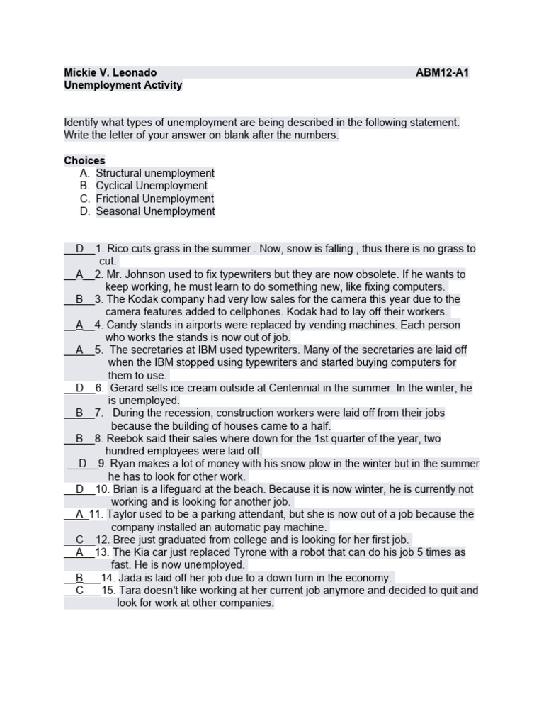 Types of Unemployment Examples | PDF