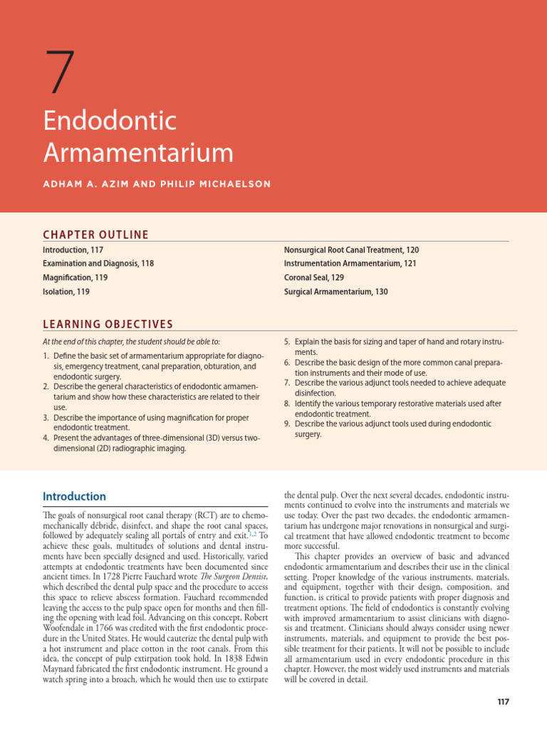 Endodontic Armamentarium Overview | PDF | Dentistry | Tooth