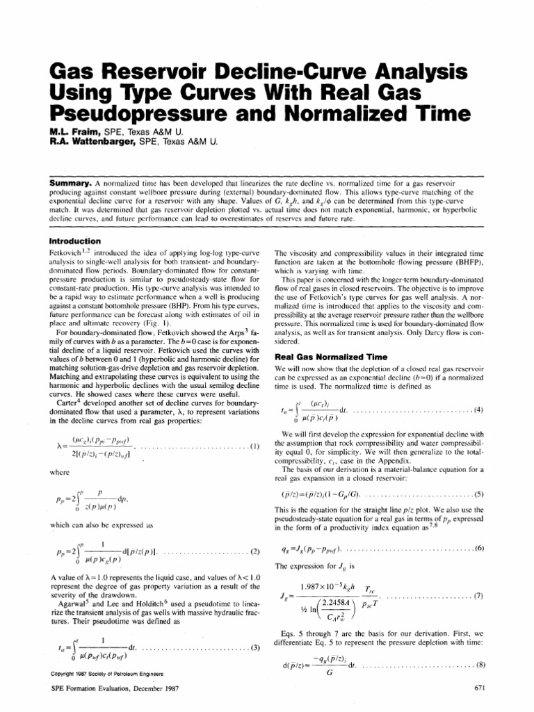 Fraim 1987 | PDF | Petroleum Reservoir | Gases