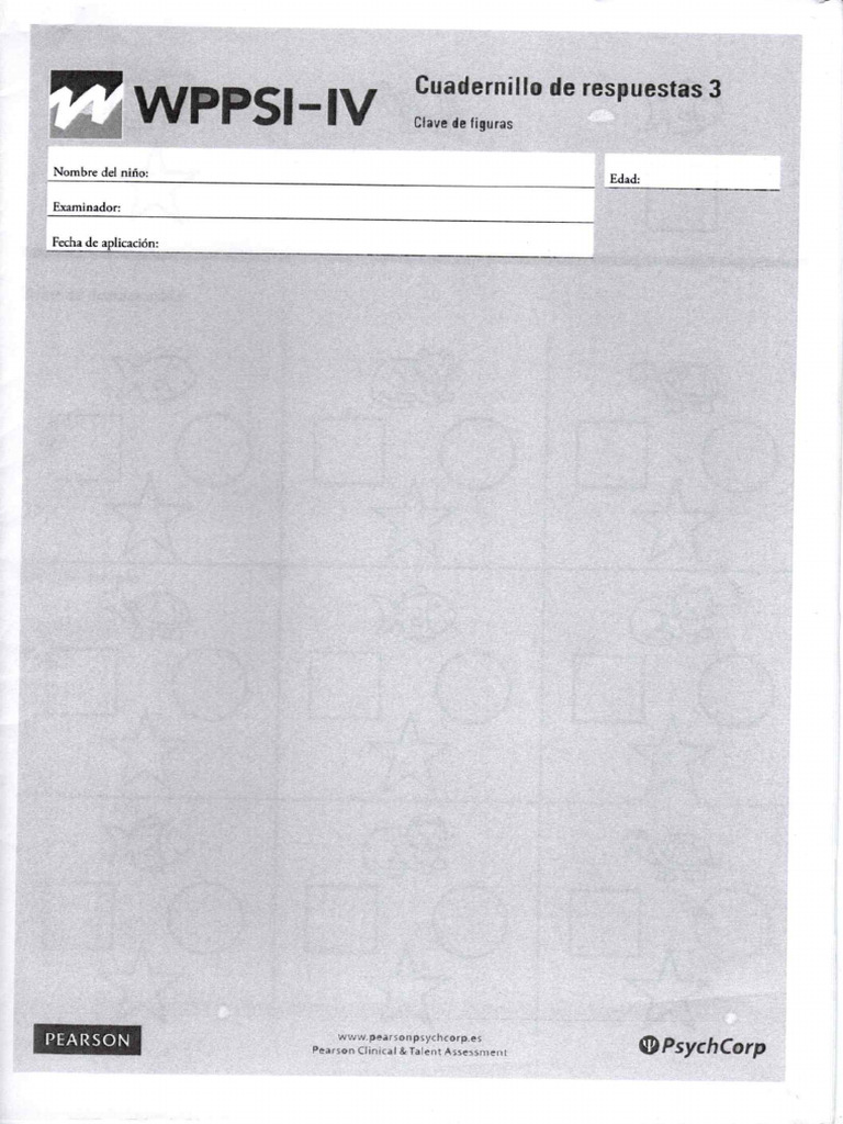 WPPSI-IV Clave de figuras | PDF