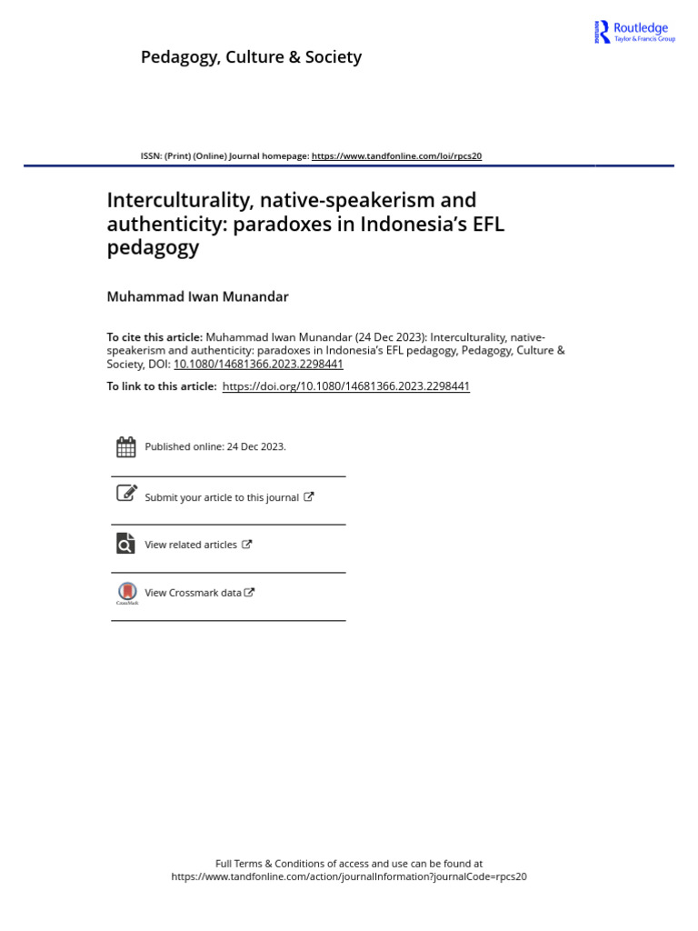 Interculturality Native-Speakerism and Authenticity Paradoxes in ...