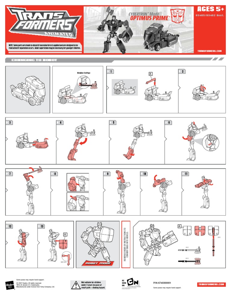 TFA Cybertron Mode Optimus Prime Instructions | PDF | Transformers ...