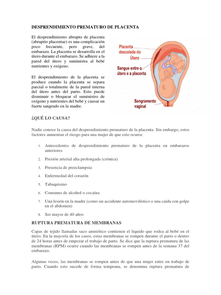 Complicaciones del Embarazo: Desprendimiento y Más | PDF | El embarazo | Placenta