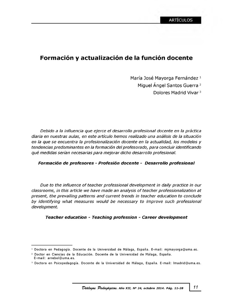 Formación y Actualizacion de La Función Docente | PDF | Maestros | Enseñando