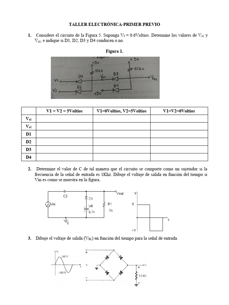 Taller Electrónica-Primer Previo | PDF | Rectificador | Red eléctrica