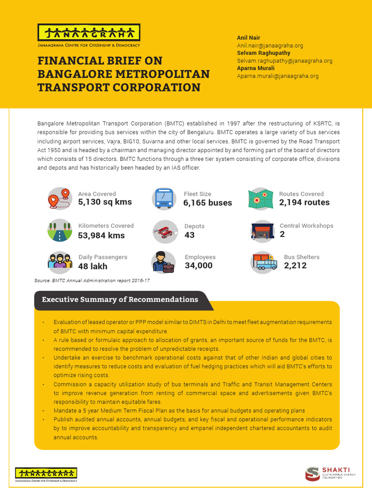 BMTC Financial Performance & Recommendations | PDF | Fiscal Year | Expense